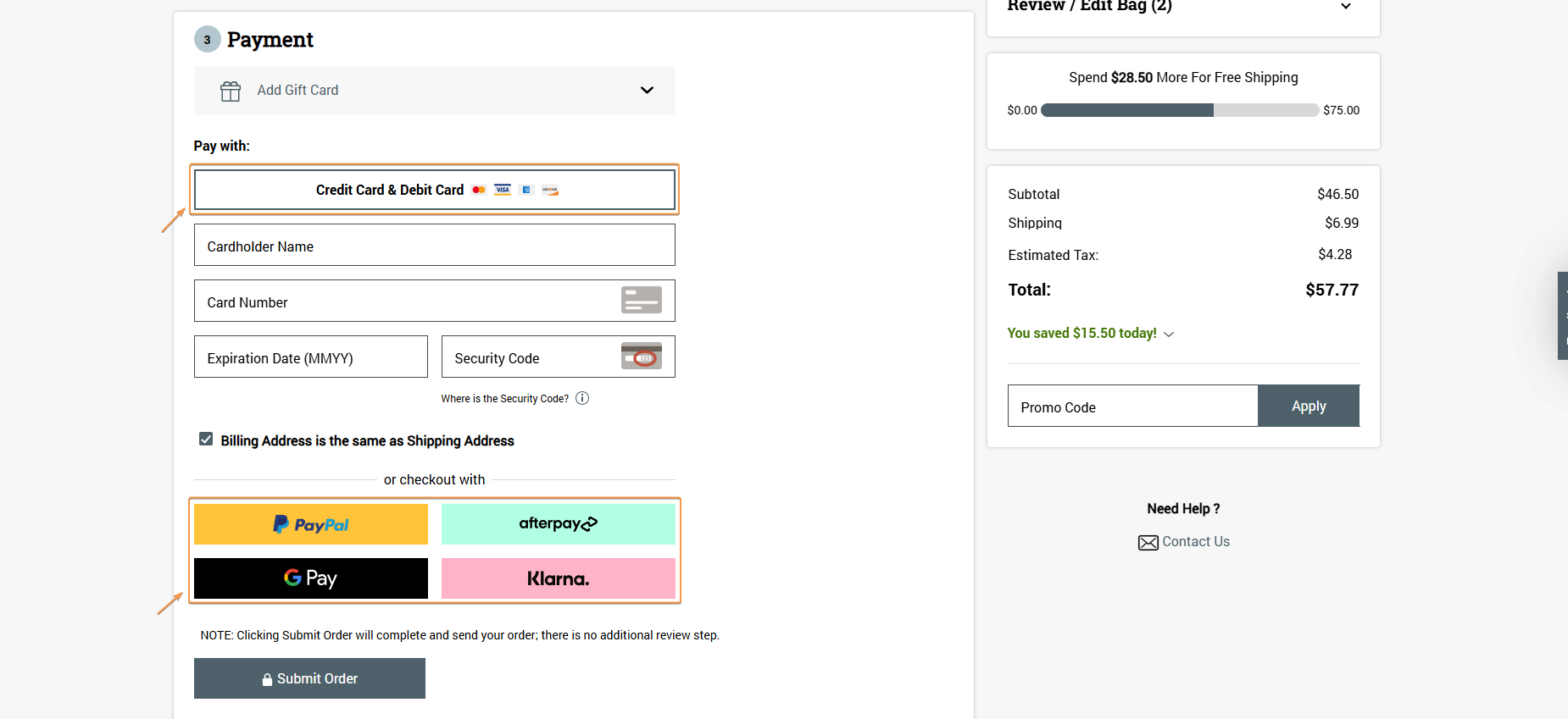 Accepted Payment Methods